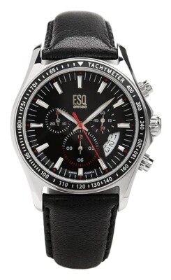 ESQ Movado Men's 7301321 Criterion Chronograph Black Dial Black Leather ...