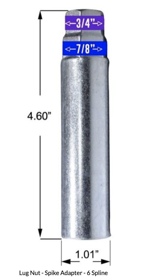 1 Spline Key Adapter for Spike Lug Nut (Key Only) | 6 Spline Socket ...