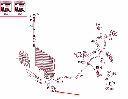 NEW MERCEDES-BENZ C W203 CONDENSER TEMPERATURE SENSOR A203821159207 OEM ...