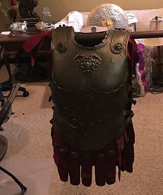 1951 Quo Vadis & 1959 Ben Hur Caesar prop Roman brass decorated armor ...