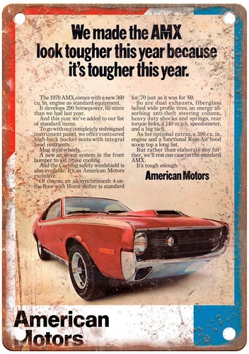 1970 American Motors Corporation AMC AMX Vintage Ad Retro Look Metal ...