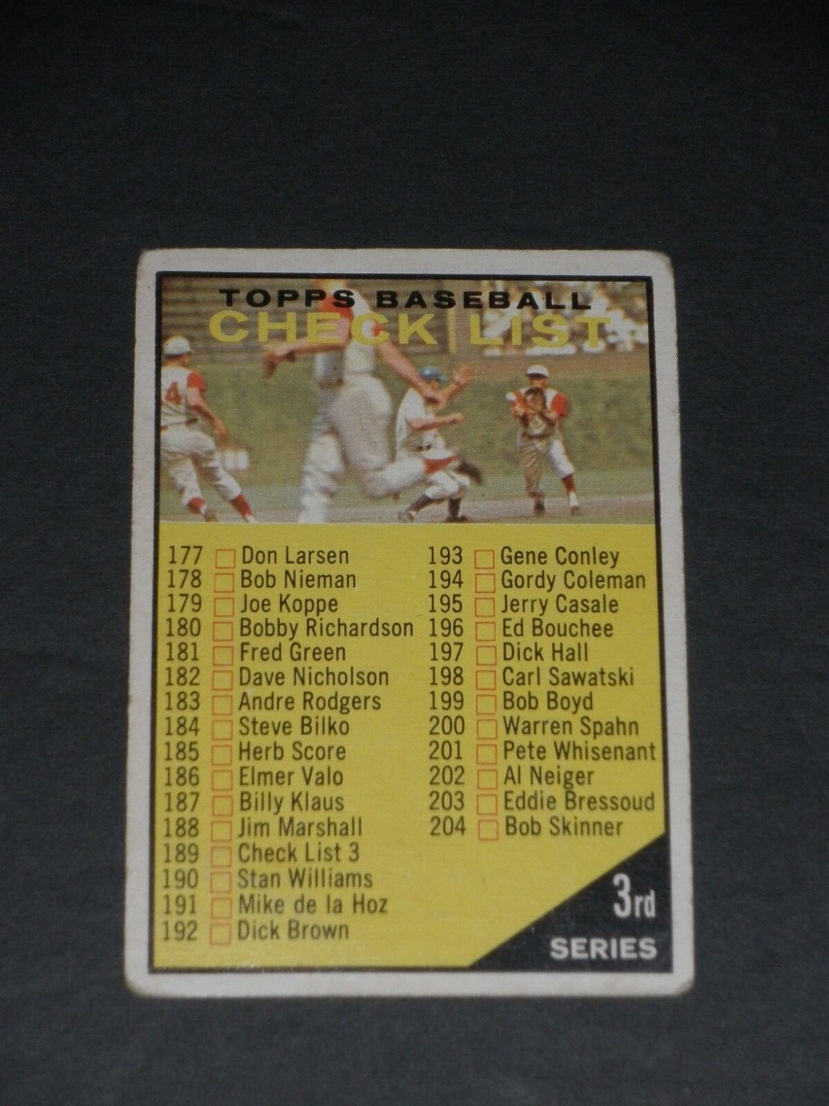 1961 Topps 3rd Series Checklist, #189, unmarked, VG | eBay