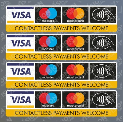 Contactless Credit Card Payments Stickers Sign Taxi Shop VISA ...