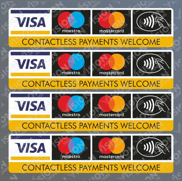 Contactless Credit Card VISA MasterCard Maestro Payments Stickers Taxi ...