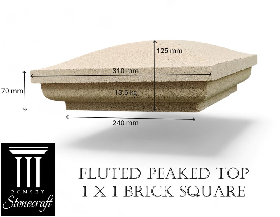 Cast Stone Pier Cap 1x1 FPT / Pillar Wall Caps / Brick Wall Caps / Pier ...