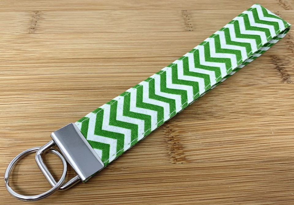 Custom Fabric Wristlet Key Fob key chain - Flower Chevron Polka Dots ...
