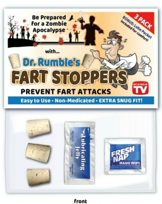 Zombie FART STOPPER PLUG KIT - Apocalypse Survival Funny Gag Birthday ...