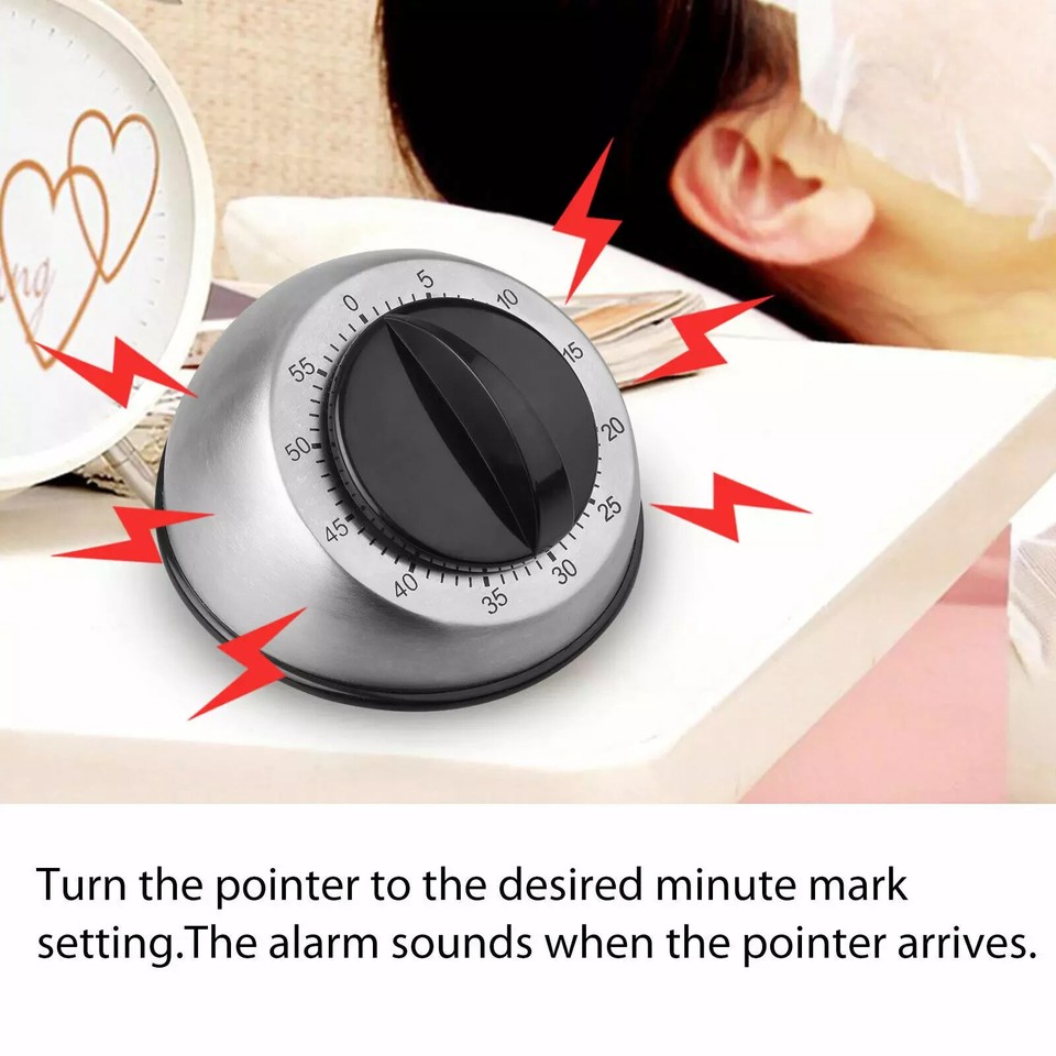 Long Ring Bell Alarm Loud 60-Minute Kitchen Cooking Wind Up Timer ...