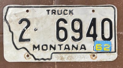 Montana 1962 CASCADE COUNTY TRUCK PRISON MADE License Plate # 2-6940 | eBay