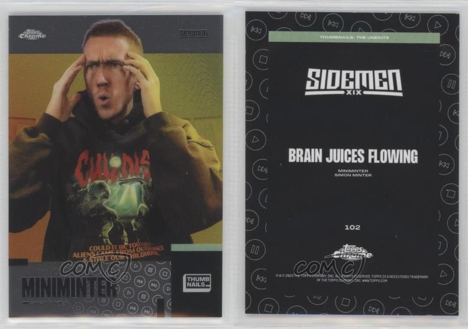 2023 Topps X Sidemen Chrome Thumbnails Simon Minter Miniminter #102 2o7 ...