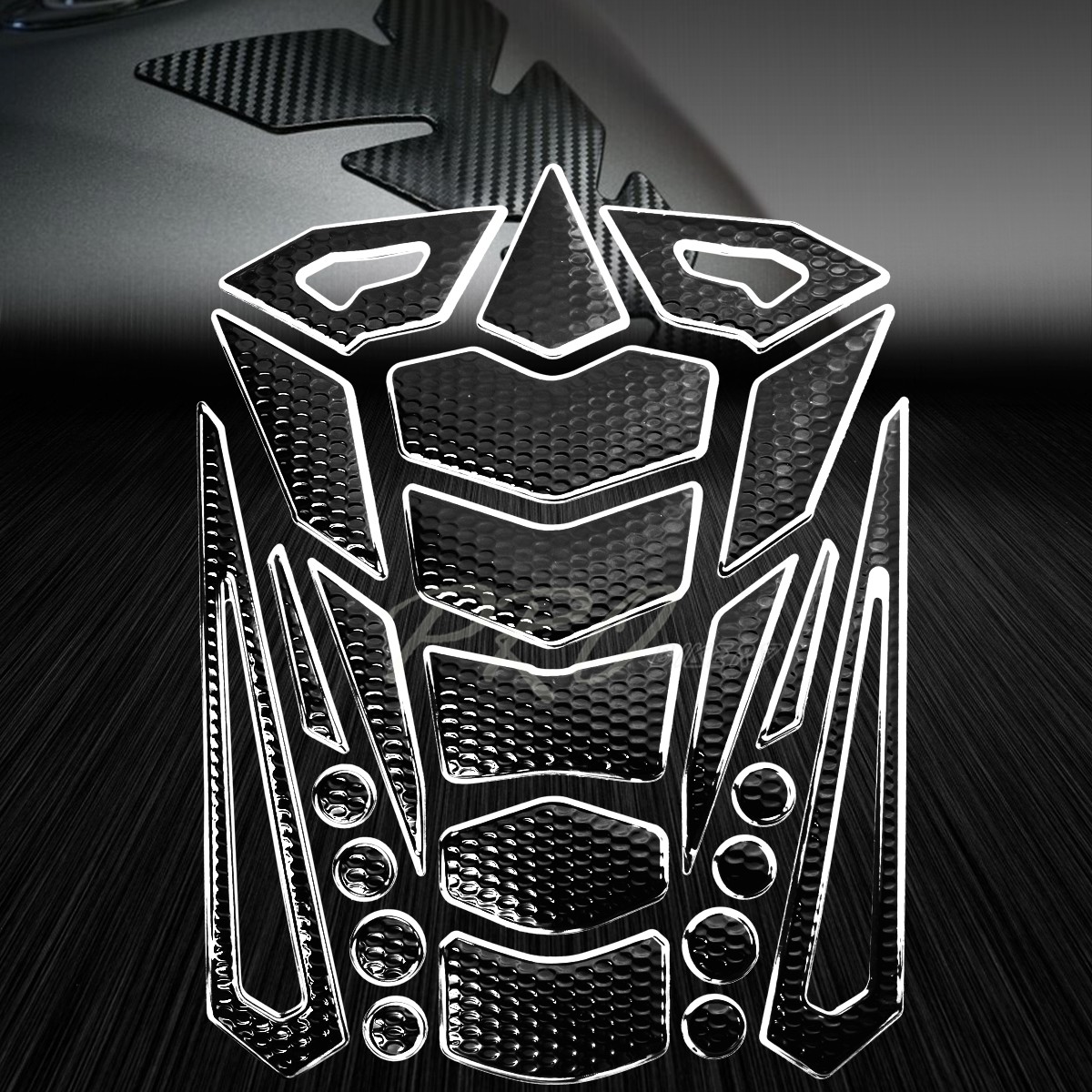 3D 24-Piece Customize Gas/Fuel Tank Pad Decal/Sticker Perforated Black ...