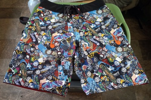 MEN'S ELEMENT GRAPHIC BOARD SHORTS/SWIM TRUNKS SIZE 32 EUC SKATEBOARD ...