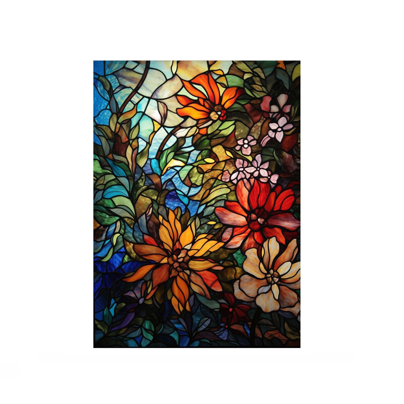 Static Cling Windows Film Frosted Stained Glass Stickers Flower Decor ...