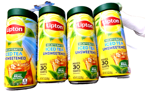FOUR Pack Jars-Lipton Black Iced Tea Mix Decaffeinated Unsweetened 30 ...