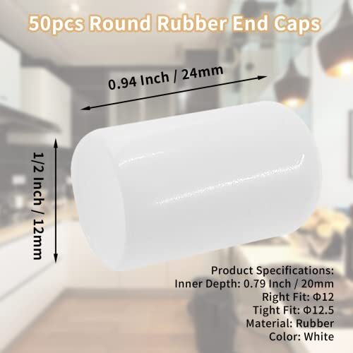 50pcs Rubber End Caps Screw Thread Protector Caps, White Vinyl 1/2 Inch ...