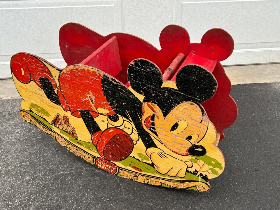 RARE 1940's Disney Mickey Mouse Wood Rocker Rocking Toy | eBay