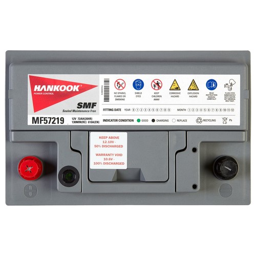 12V Car Battery 072 Type, Hankook 72Ah 610CCA Sealed Calcium - 278 x ...