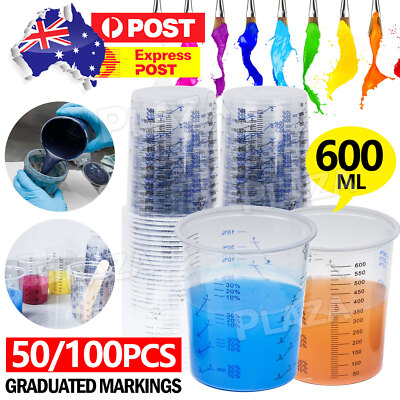 50/100pcs 600ml Mixing Cup Paint Measuring Cups Disposable Graduated ...