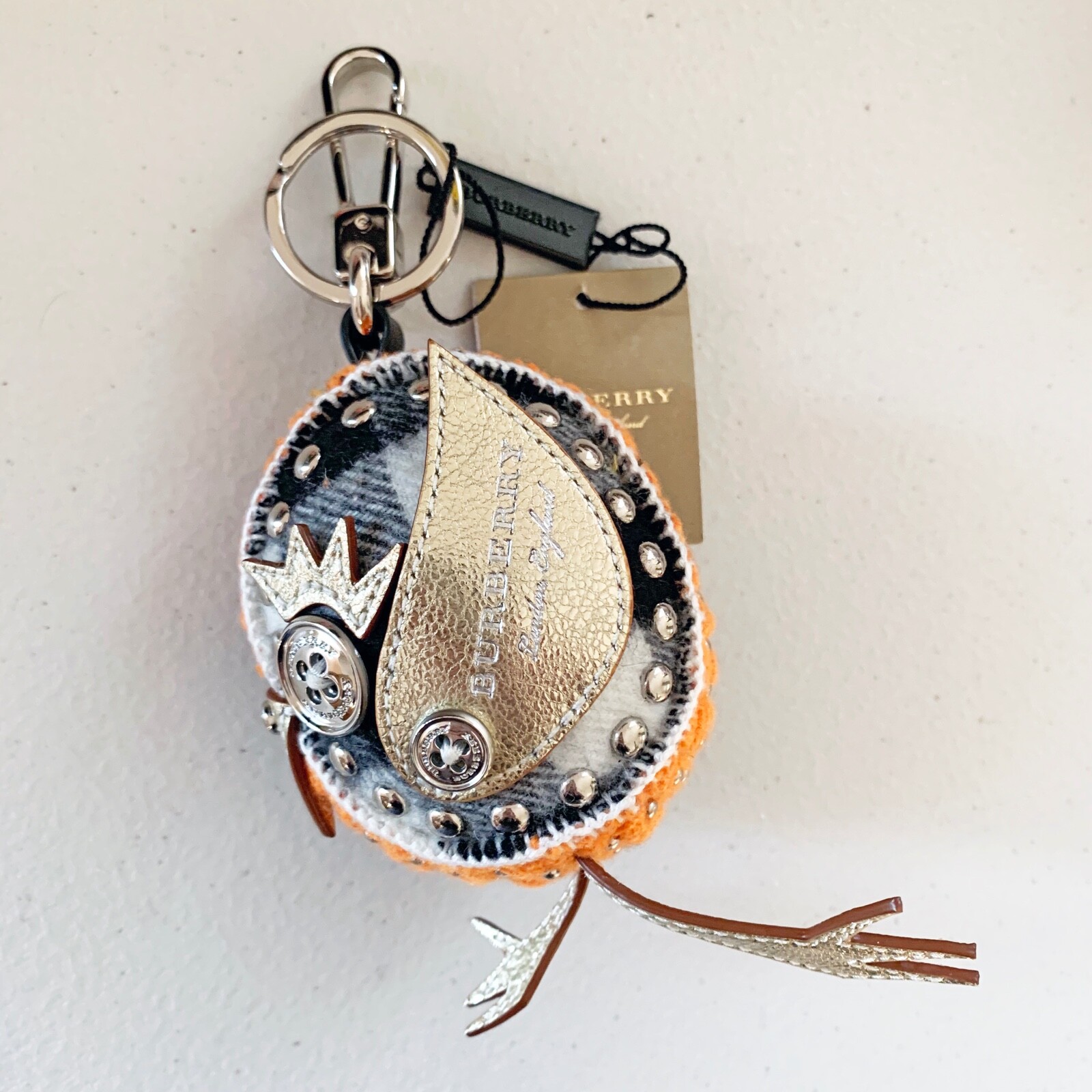 $395 Burberry Derek The Bird Studded Cashmere Bag Charm Stuffed Animal ...