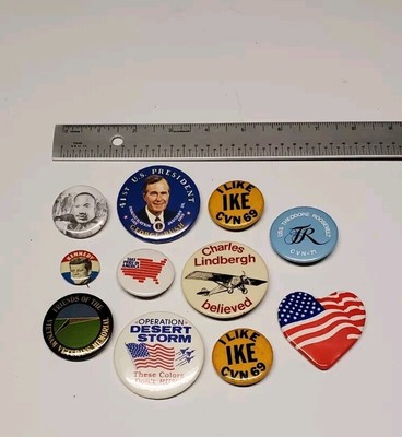 Vintage Political Pins Buttons Bush Kennedy IKE Martin Luther King Lot ...
