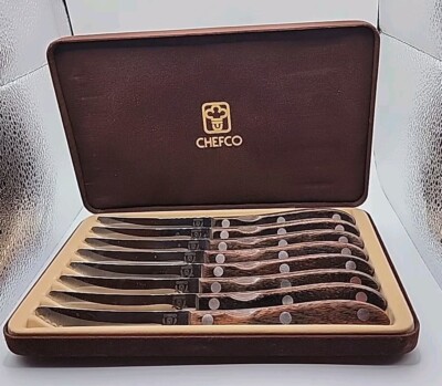Vintage 8 Pc Chefco Knife Set With Case Made In Japan Wooden Handle ...
