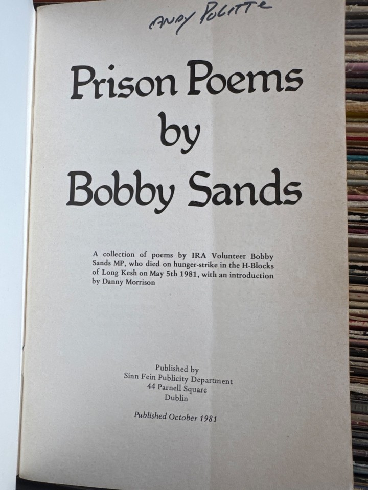 Prison Poems & One Day Bobby Sands IRA 1981 Irish Republican Hunger ...