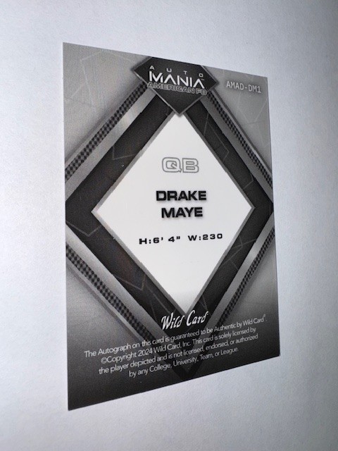 2024 Wild Card Auto Mania - Drake Maye ROOKIE AUTO 1/1 Fighter Jets ...
