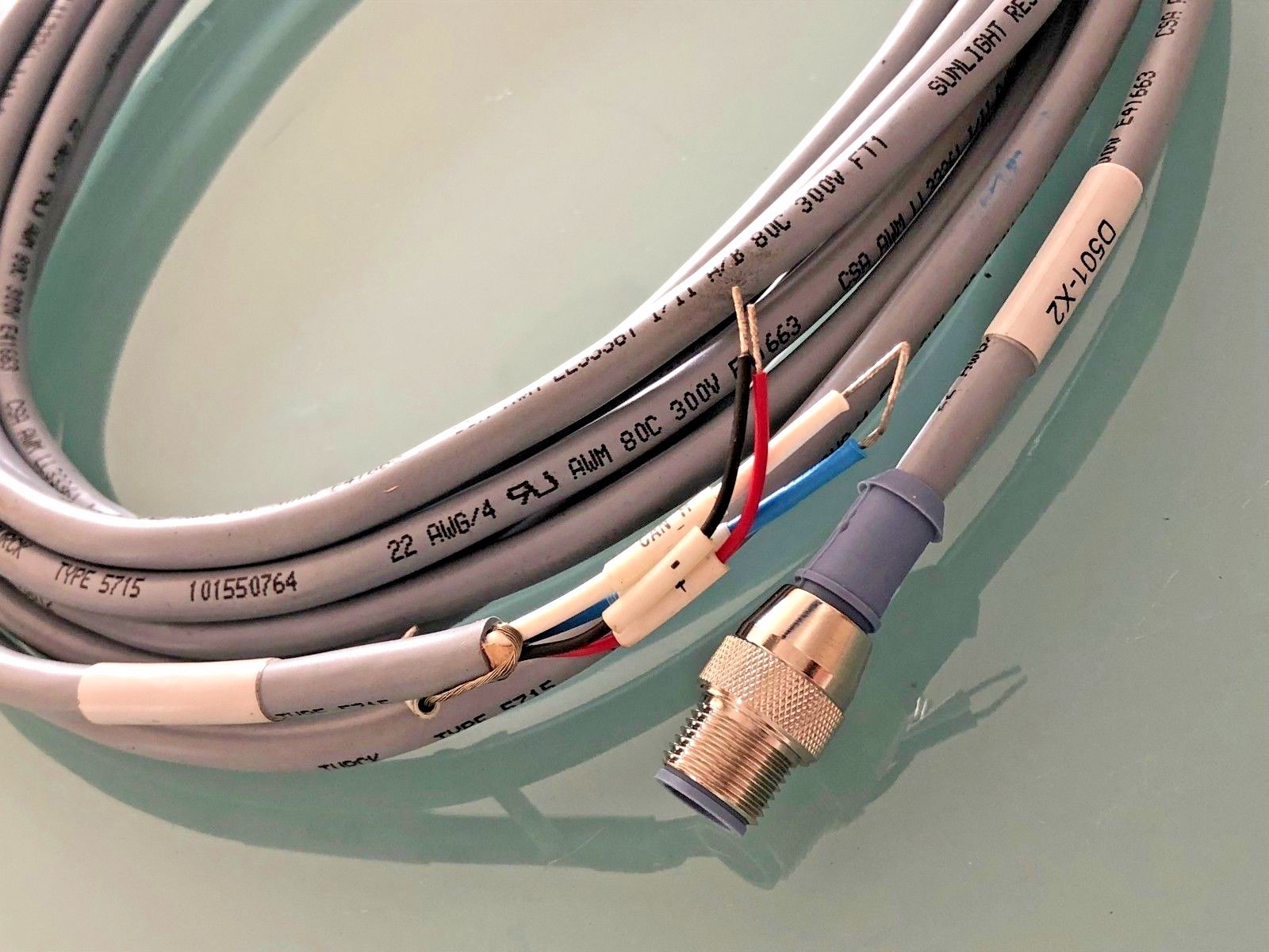 Turck Cable Cordset Straight Male 5-Pin to Cut End 5-Wire 22/AWG/4 300V ...