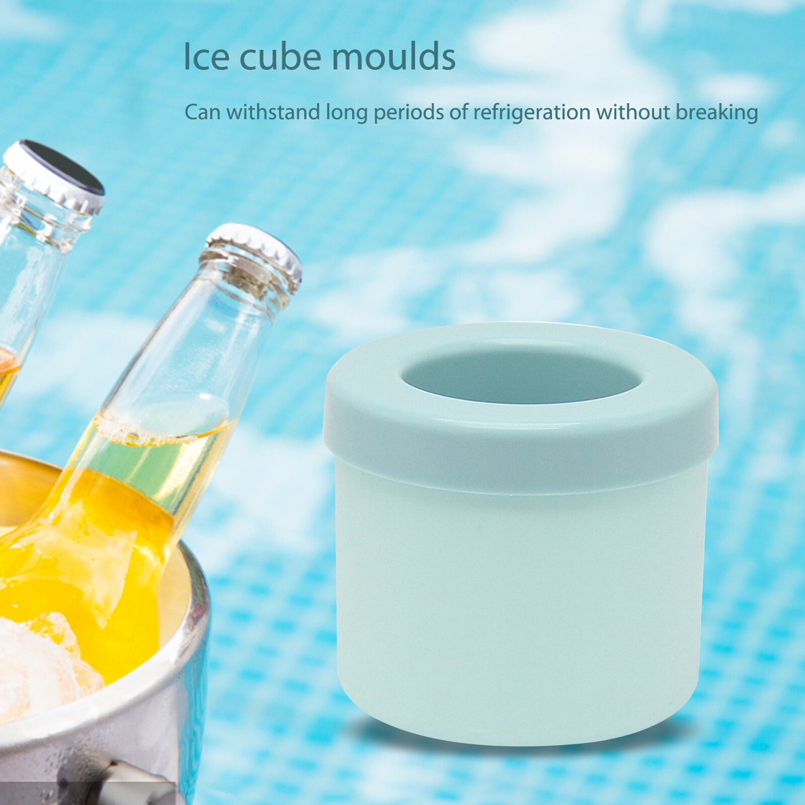Silicone Ice Cube Mold Reusable Cylinder Ice Bucket Mould Party Kitchen ...