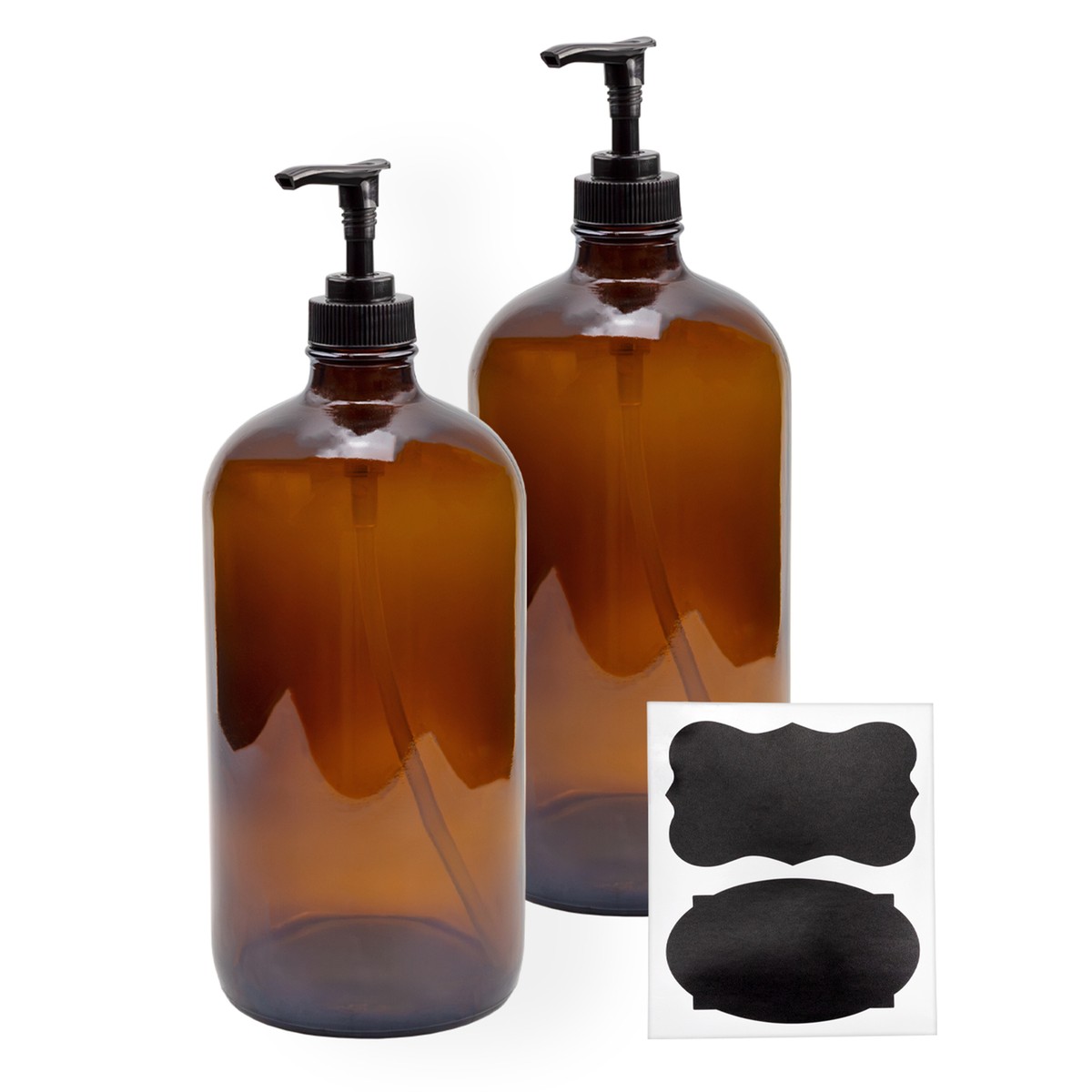 Large Glass Pump Bottles Glass Pump Bottles W/ Black Lotion Pumps