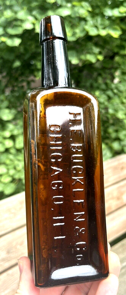 NICE AMBER ELECTRIC BITTERS BOTTLE H.E. BUCKLEN & CO CHICAGO, IL 1890'S ...