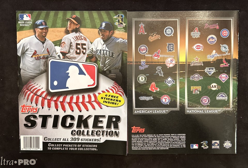 (2) 2011 TOPPS MLB BASEBALL STICKER COLLECTION ALBUM + 6 STICKERS NEW ...