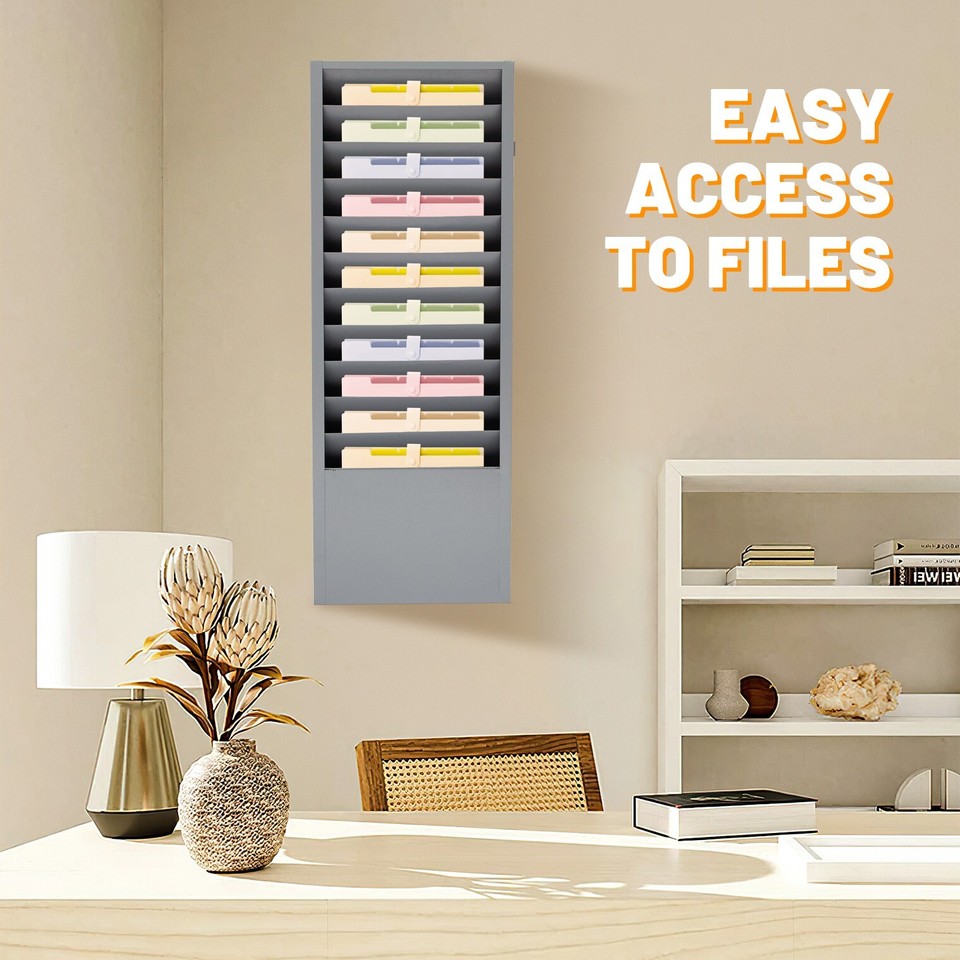 File Folder Organizer Wall Mounted Folder Holder Office Storage File ...