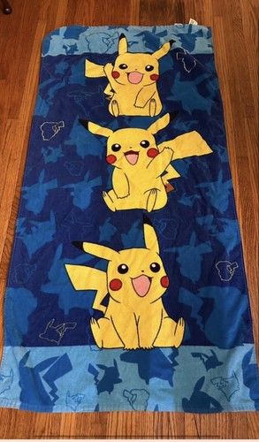 Pokemon Beach Towel Nintendo Pikachu Gotta Catch Them All 2016 28” x 55 ...