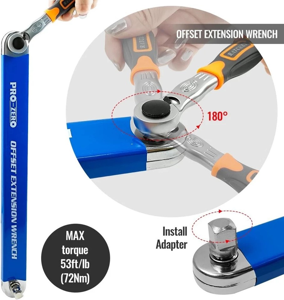 2 Pack Impact Ready Offset Extension Wrench, Tight Reach Wrench Set ...