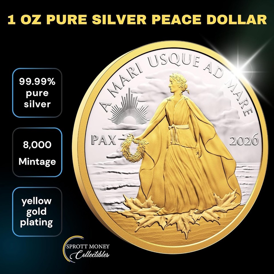 2026 PAX Lady Peace Dollar 1 oz Silver Coin with Selective Gold ...