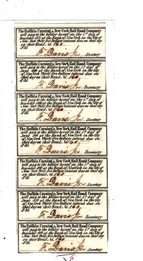 7 FOR 1 MONEY "BUFFALO/NEW YORK RAILROAD" (BONDS) ATTACHED!! 7 FOR 1 ...