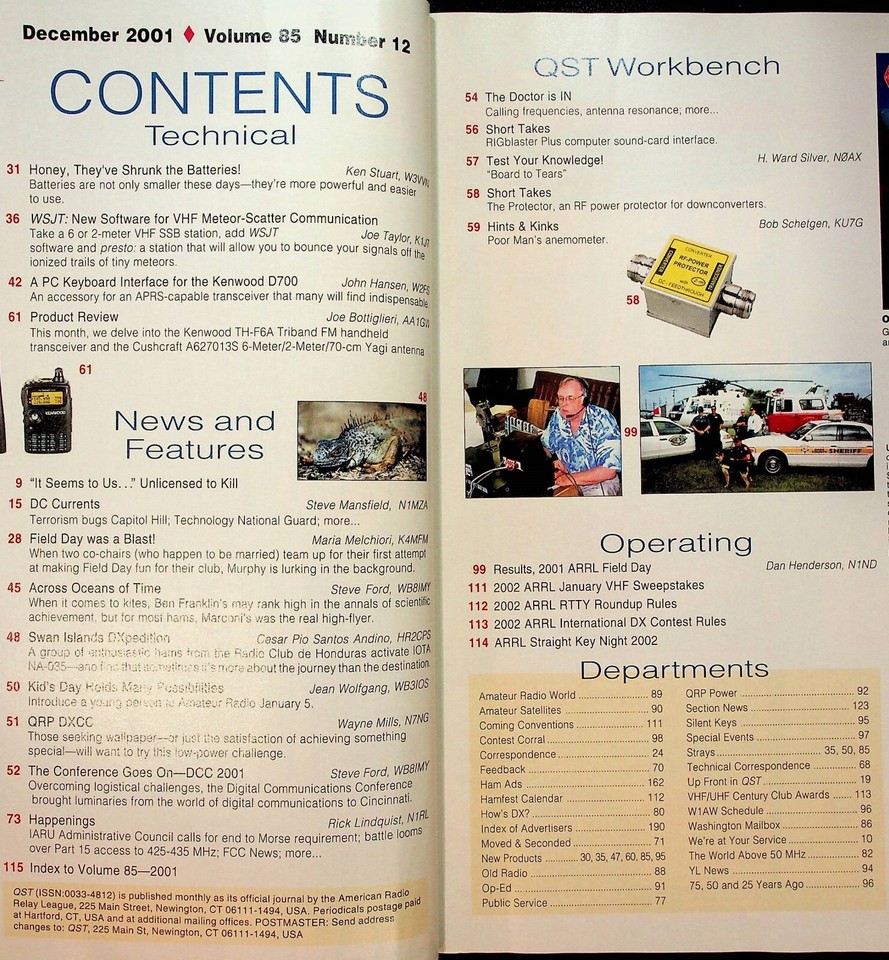 VINTAGE QST Magazine December 2001 Christmas Cover Kenwood D700 ARRL ...