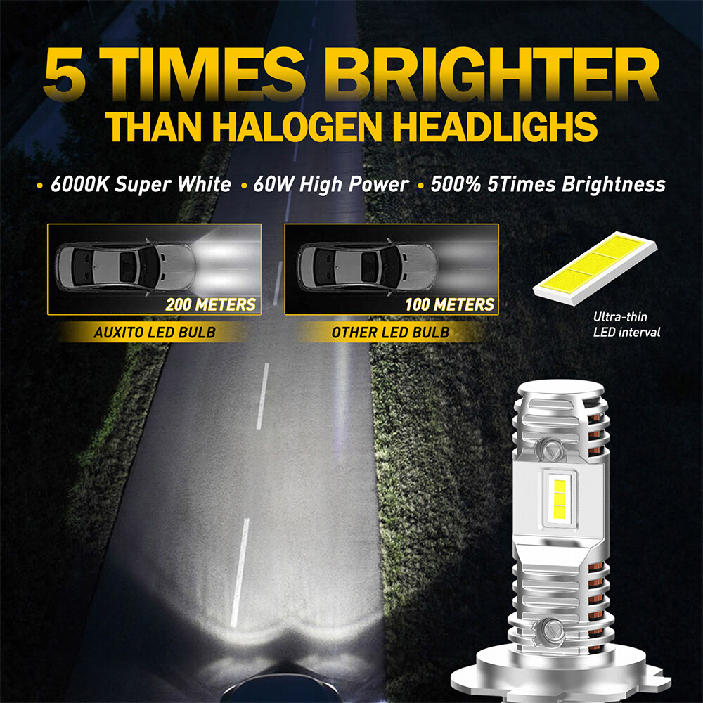 Pair H7 LED Headlight Globes Conversion Bulbs Kit High Low Beam 6500K ...