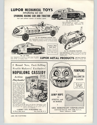 1950 PAPER AD Lupor Mechanical Toy Cars Sparking Race Car City Cab ...