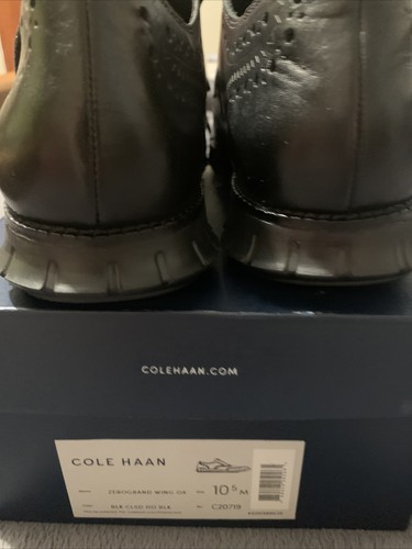 Men Sz 9 New Cole Haan ZEROGRAND Wingtip Oxford Black on Black Leather ...
