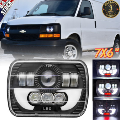 For Chevrolet Express 1500 2500 3500 Cargo Van 7x6" LED Headlight Hi-Lo ...