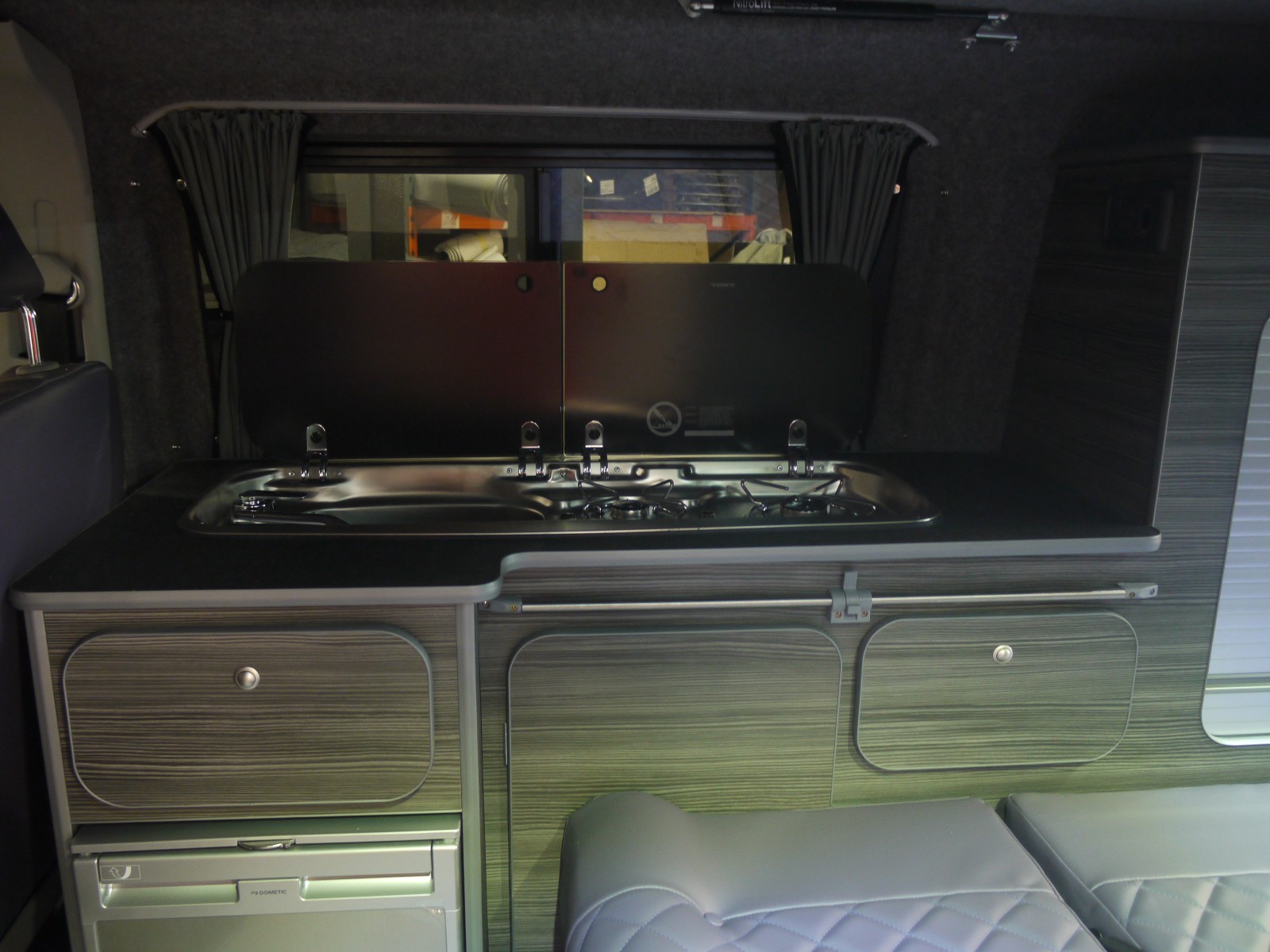VW TRANSPORTER T4 T5 SWB CAMPER VAN KITCHEN UNIT GREY DRIFTWOOD ...