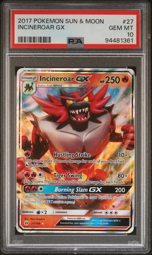 Pokémon TCG Incineroar GX Sun & Moon 27/149 Holo Ultra Rare PSA 10 | eBay