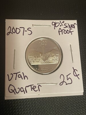 WN17 - 2007 S Utah 90% SILVER Deep Cameo "PROOF" State Quarter US Mint ...