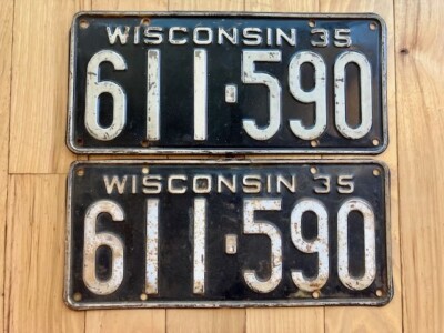 Pair of 1935 Wisconsin License Plates | eBay