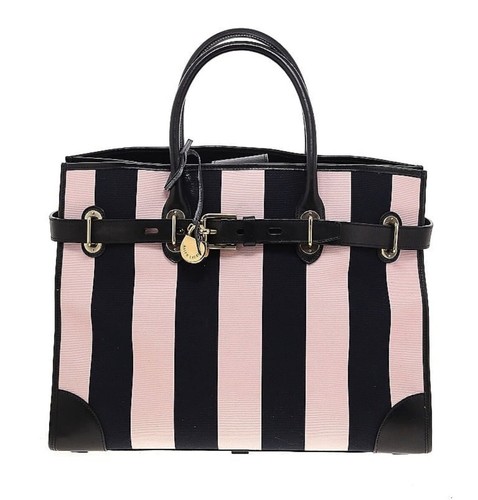 Ralph Lauren Collection Ricky Handbag Tote Bag Pink Black Stripe Purple ...
