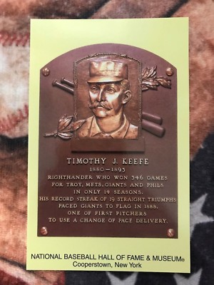 Tim Keefe Postcard- Baseball Hall of Fame Induction Plaque - Photo ...