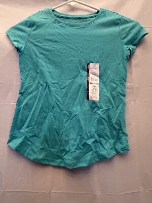 Wonder Nation Girls Solid Turquoise Short Sleeve Shirt 60% Cotton Sz S ...