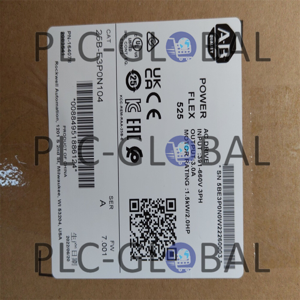25B-E3P0N104 Allen Bradley 525 AC Drive, 600V 3A 2HP SURPLUS ...